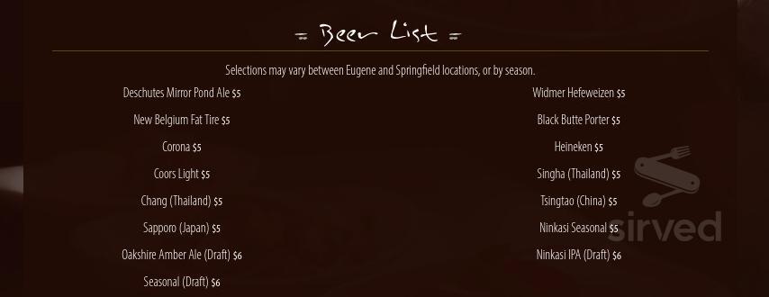 Ta Ra Rin Thai Cuisine-Coburg Road menu in Eugene, Oregon, USA