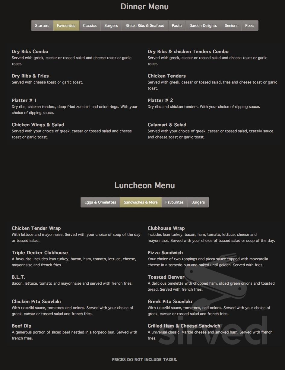 Kisavos Restaurant & Lounge menus in Saskatoon, Saskatchewan, Canada