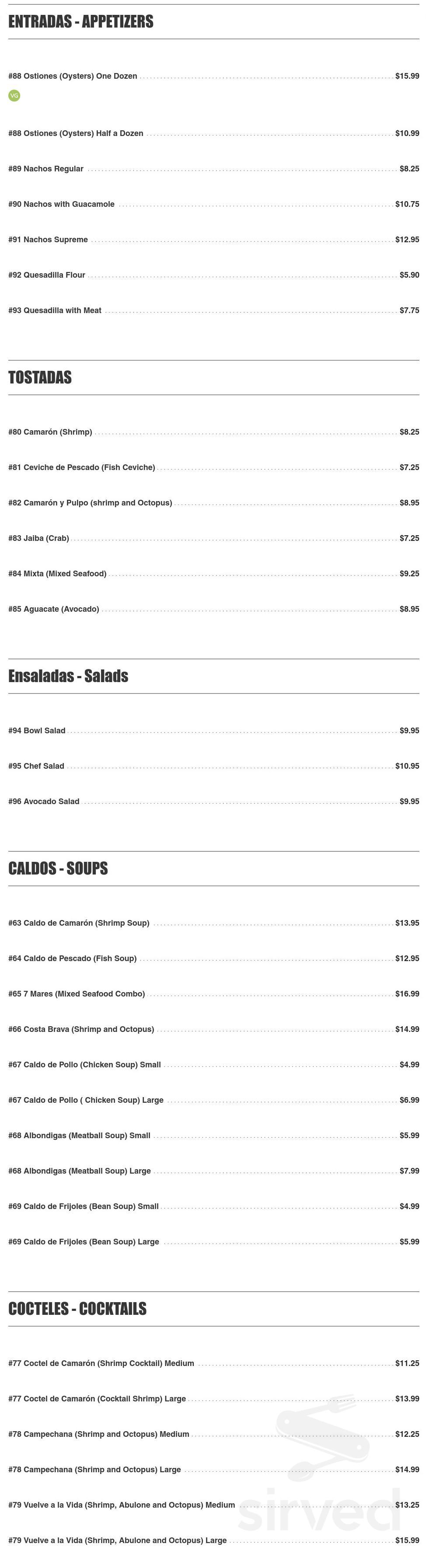 Menu - Riverside CA's El Sarape Restaurant | Sirved