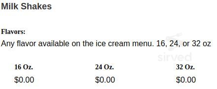 Short's Deli menu in Wellsville, New York, USA