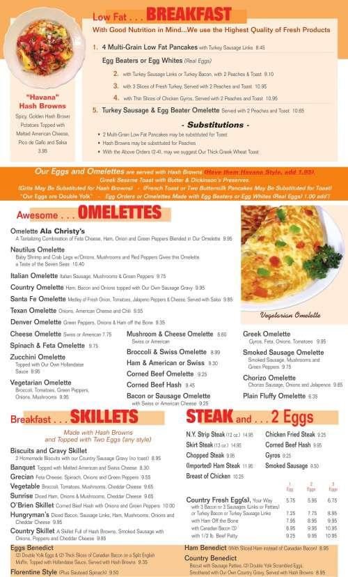 Christy's menu in Wood Dale, Illinois, USA