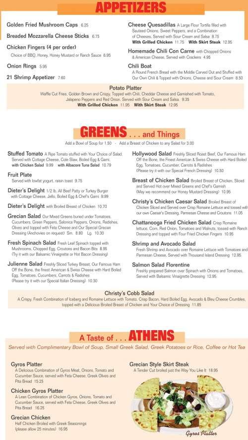 Christy's menu in Wood Dale, Illinois, USA