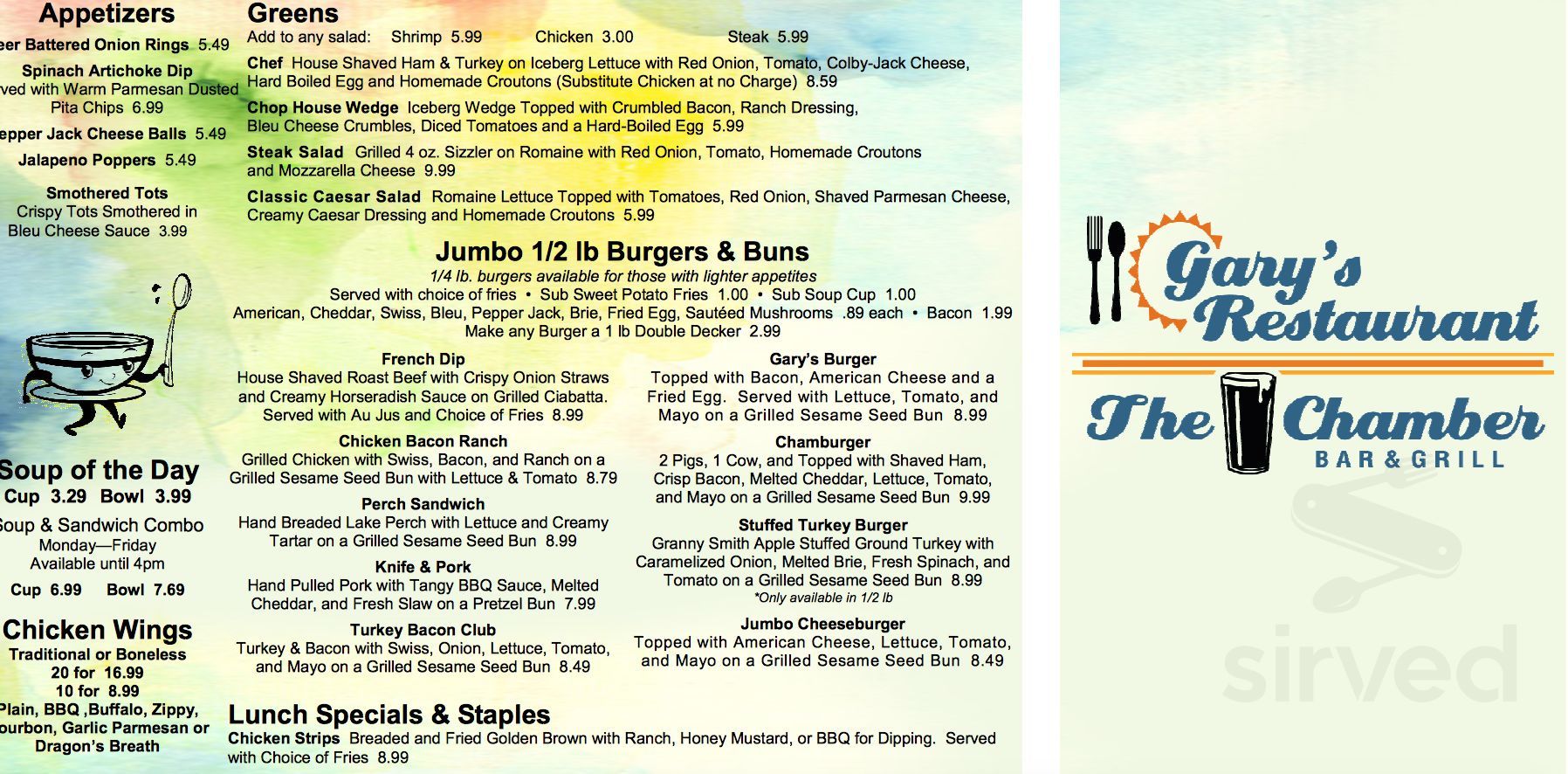 Gary's Restaurant menu in Whitehall, Michigan, USA