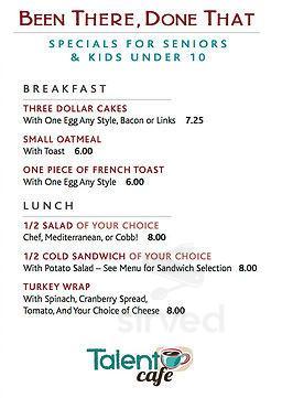 Talent Cafe menu in Talent, Oregon, USA