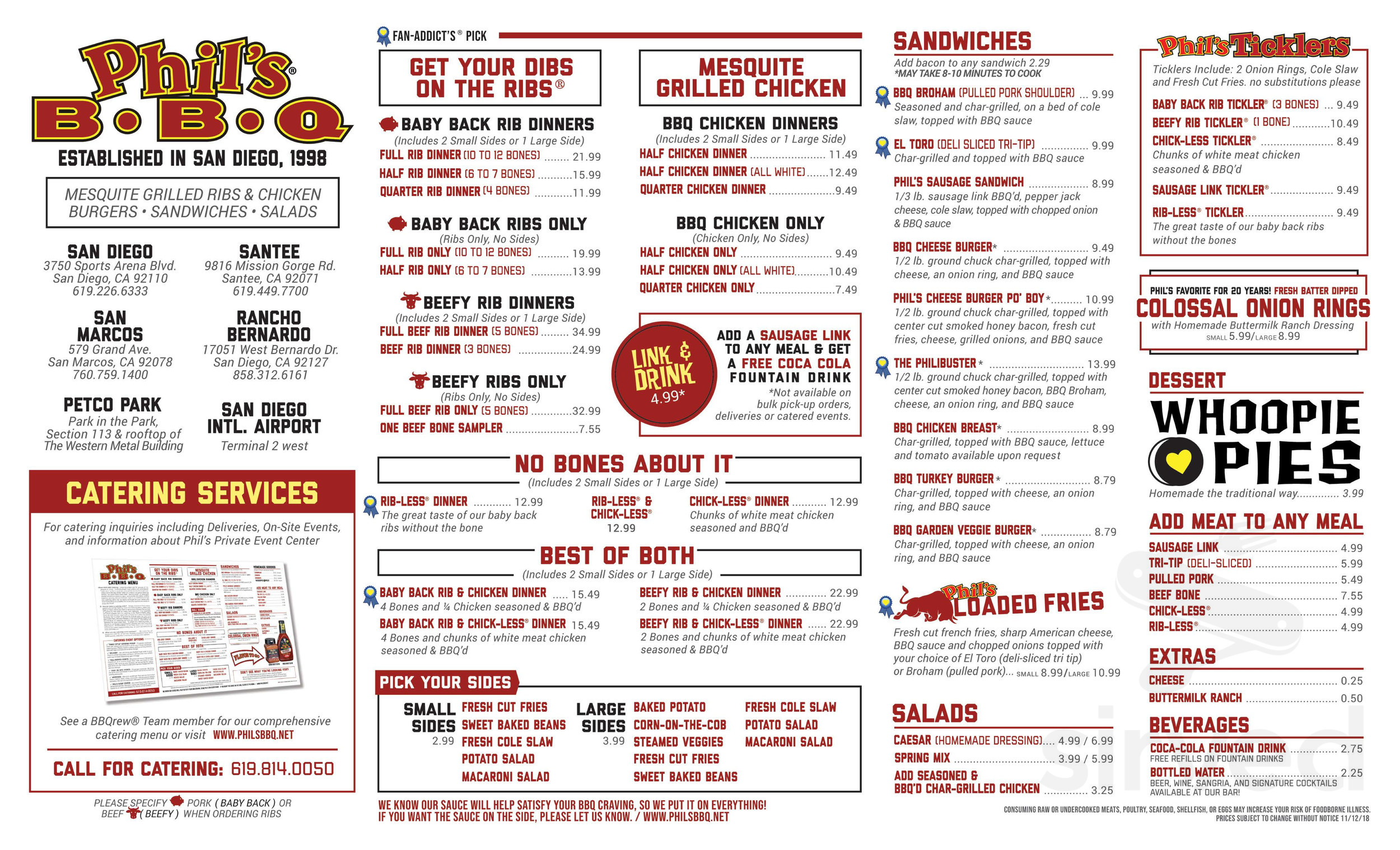 Phil s BBQ Menus In San Diego California United States Phil s BBQ Menus In San Diego California United States