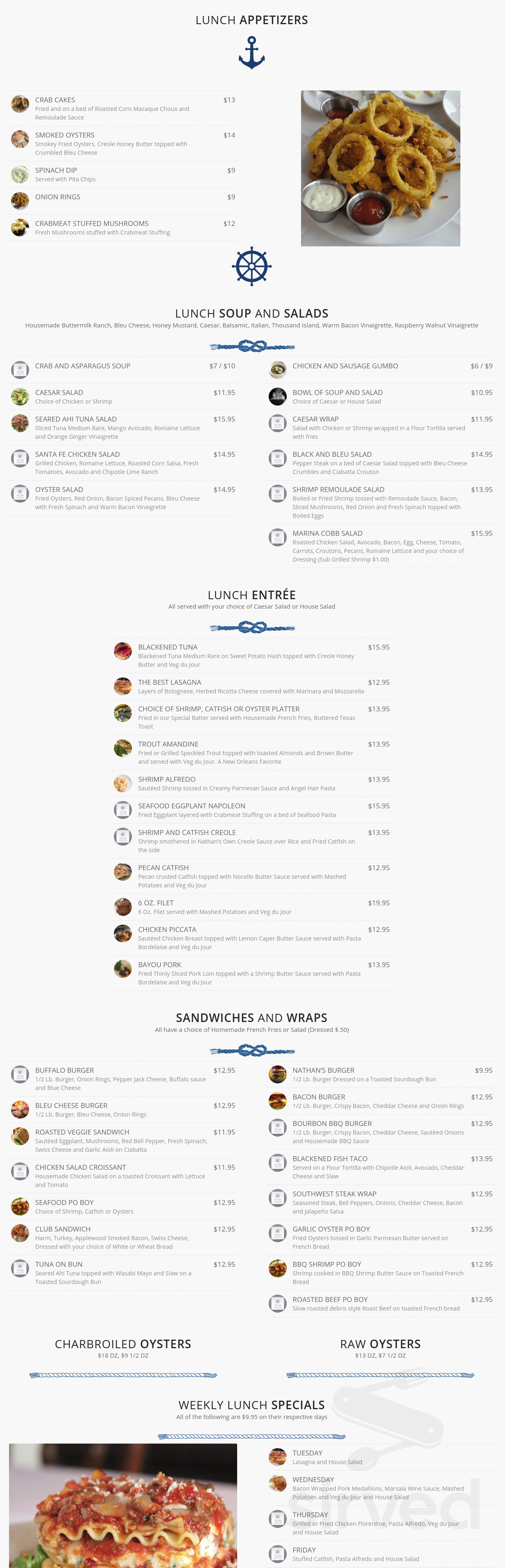 Nathan's Restaurant menu in Slidell, Louisiana, USA