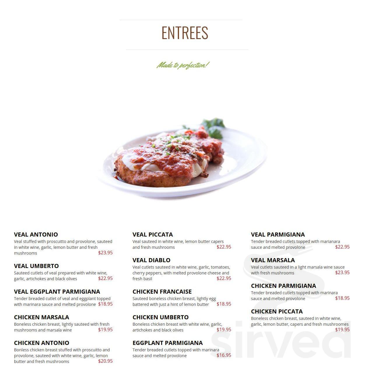 Umberto's At Barefoot Landing menu in North Myrtle Beach, South ...