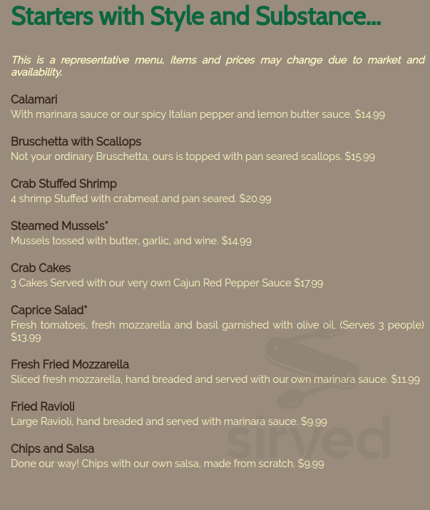 Anthony's Ristorante menus in Woodruff, Wisconsin, United States