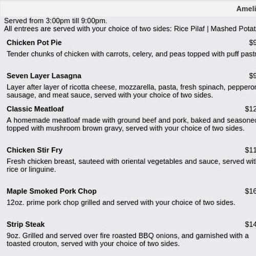 Mallory Hill Country Club Restaurant menu in The Villages, Florida, USA