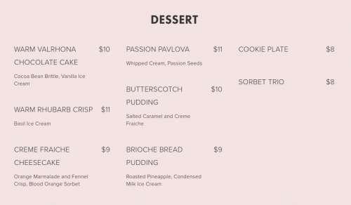 Bar 5015 menu in Houston, Texas, USA