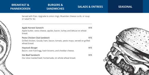 Hollandberry Pannekoeken menu in Rochester, Minnesota, USA