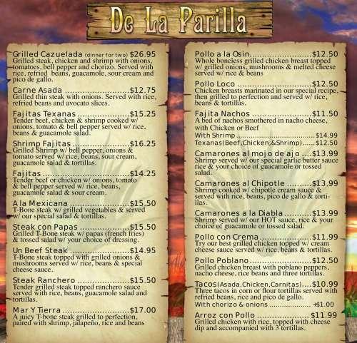 Picante Mexican Grille menu in Delmont, Pennsylvania, USA