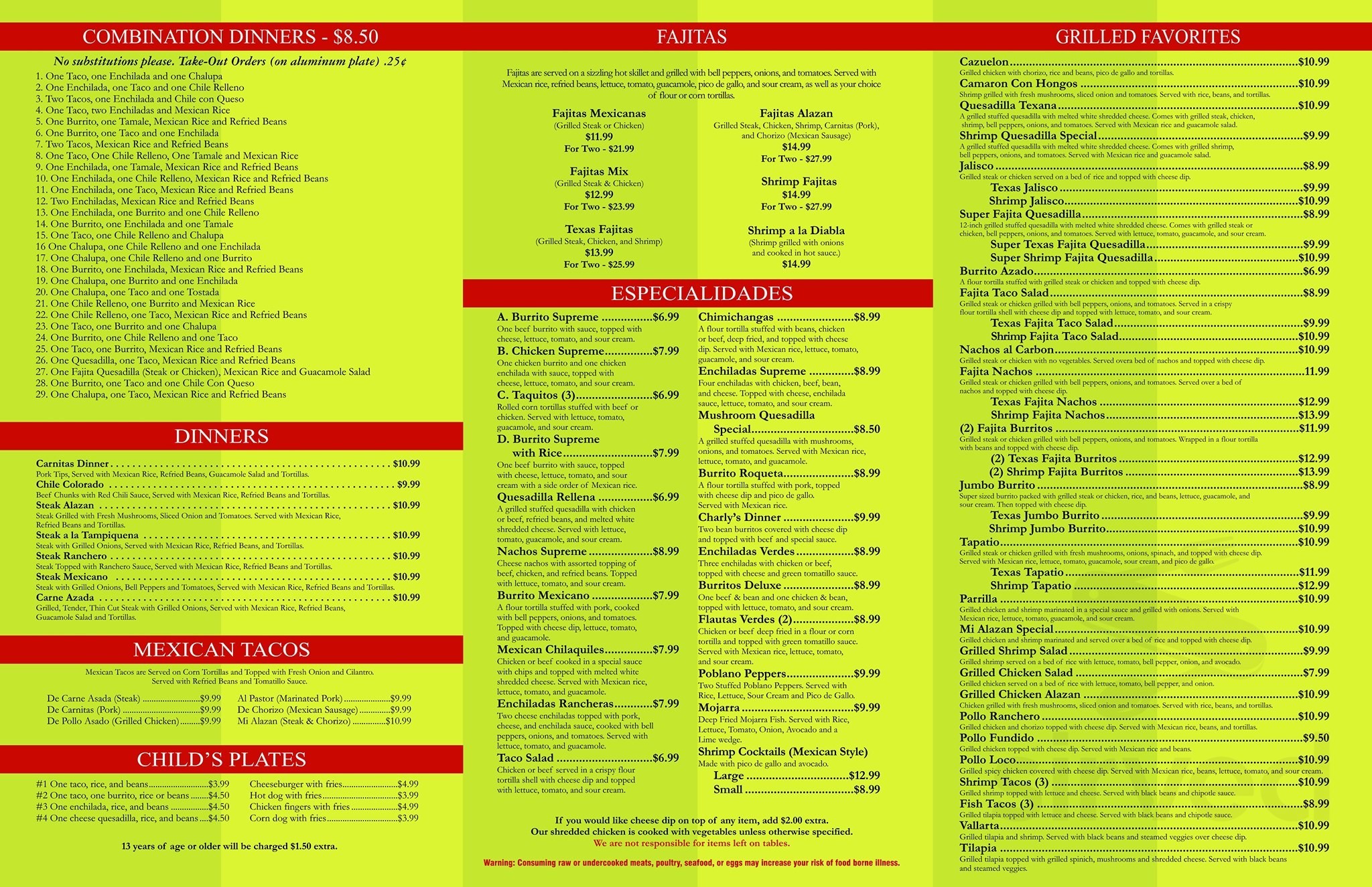 Menu for Mi Alazan in Rome, GA | Sirved