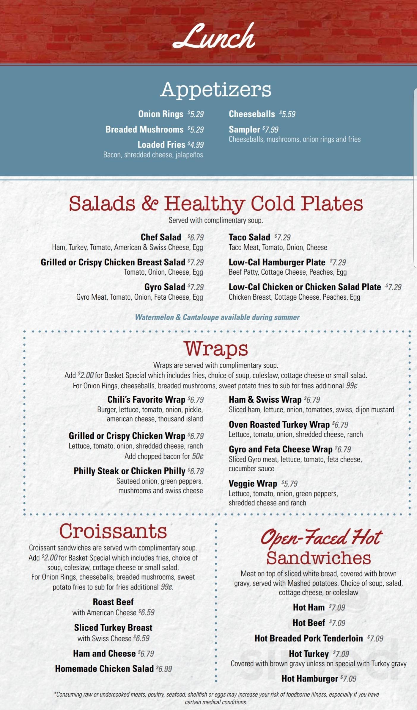 Wilton Cafe menu in Wilton, Iowa, USA