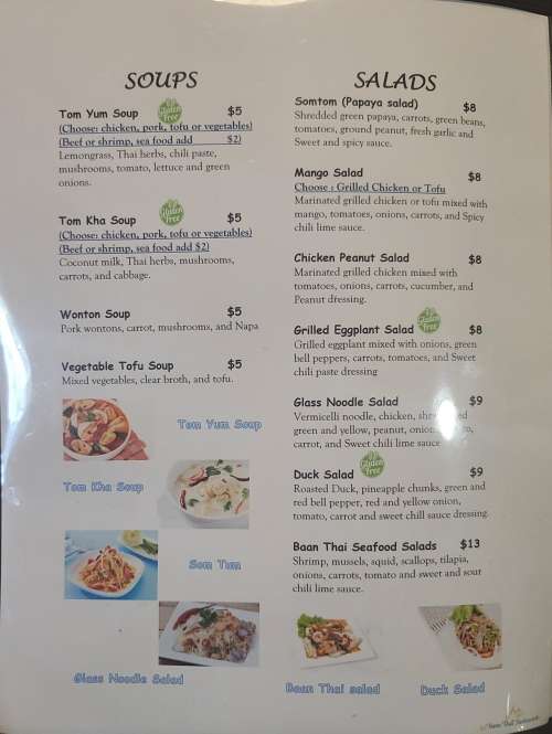 Bann Thai Restaurant menu in Indiana, Pennsylvania, USA