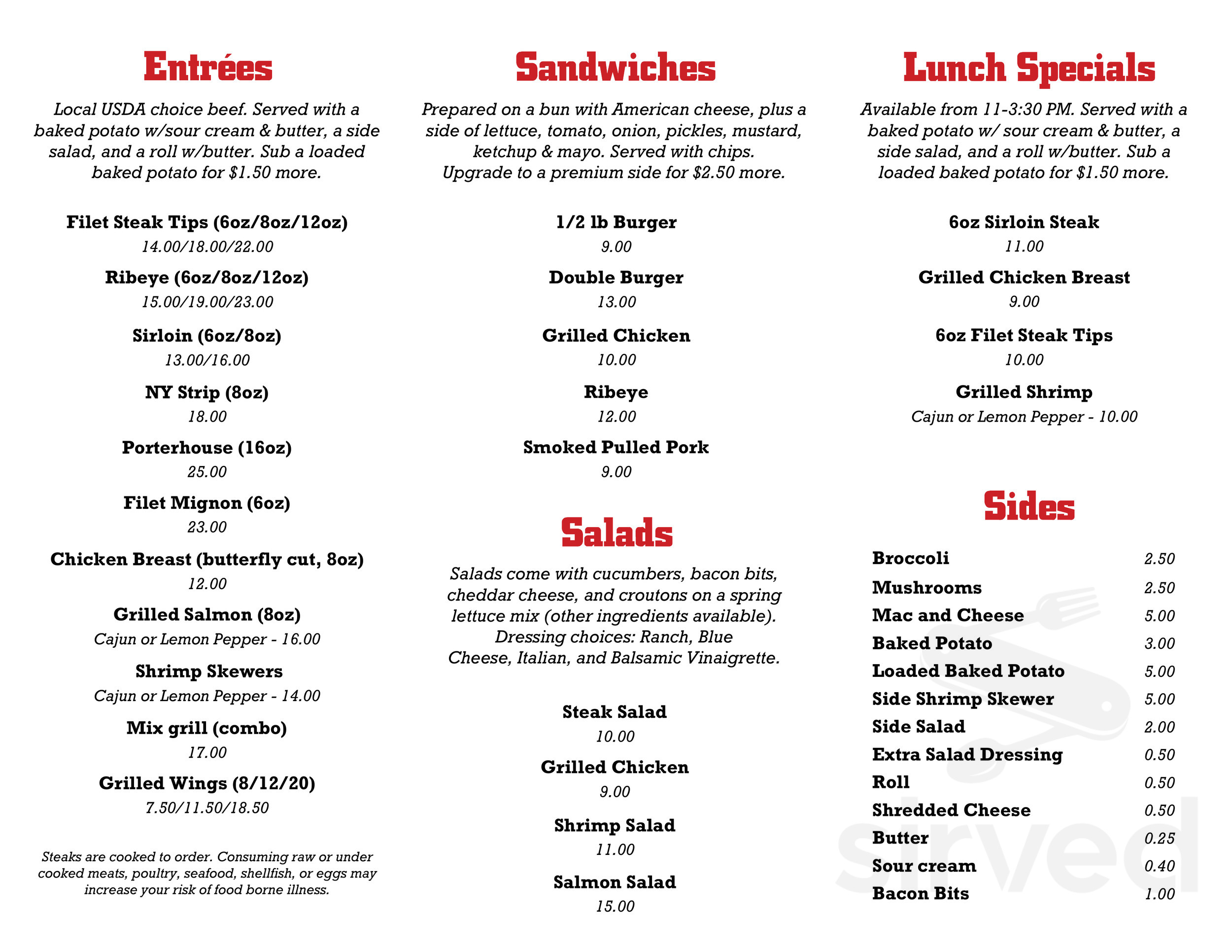 Menu - Cincinnati OH's Steak It Eazy | Sirved