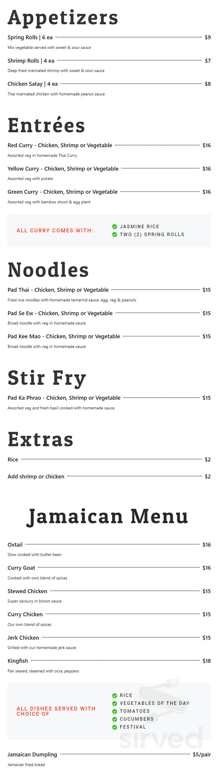 The Spicy Pearl menu in Cornwall, Ontario, Canada