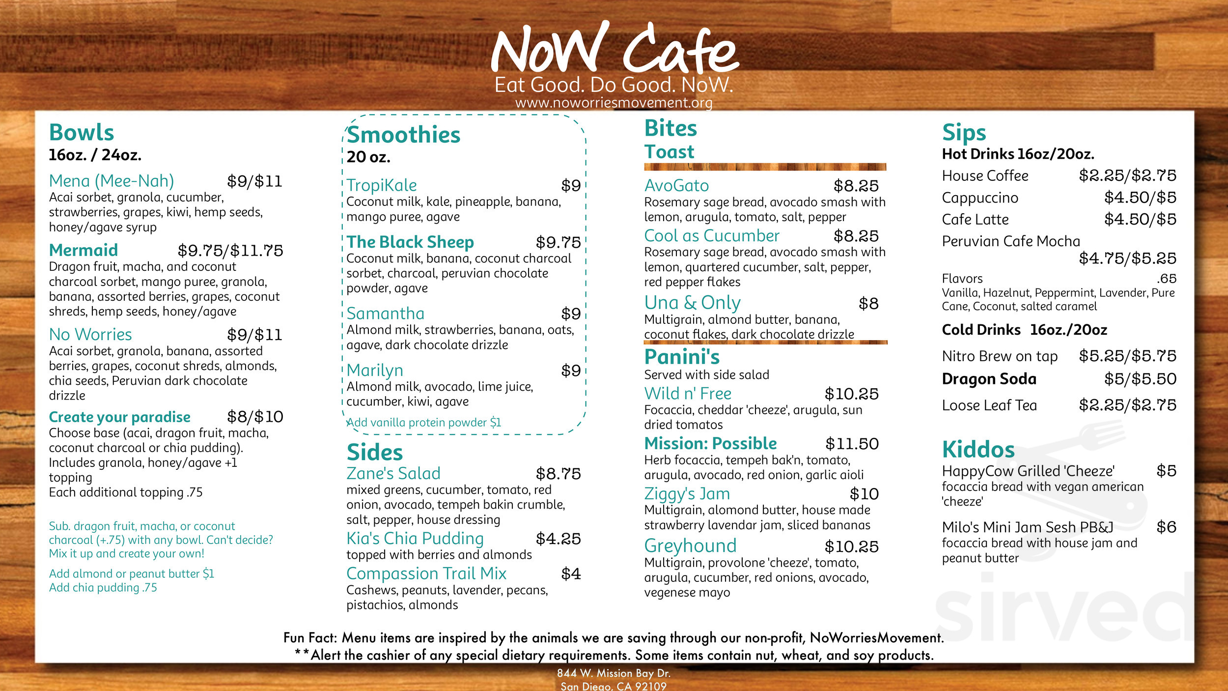Café Tropics menus in San Diego, California, United States