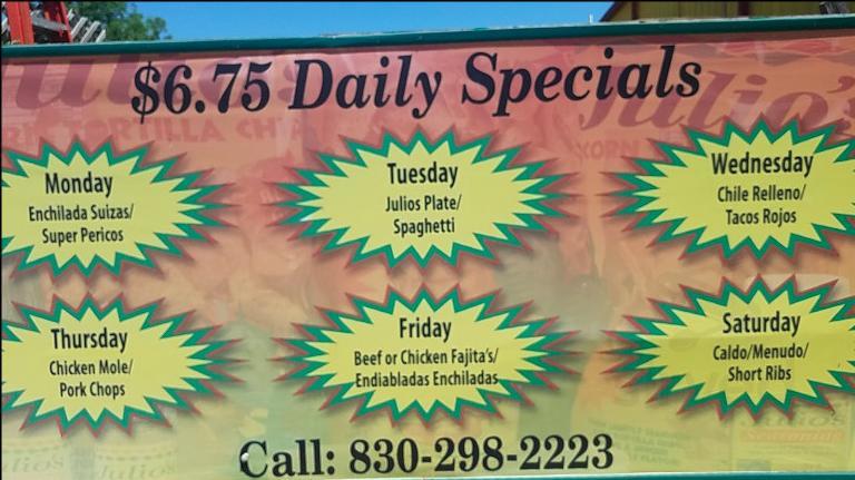 Julio's Seasoning & Corn Chips menu in Del Rio, Texas, USA