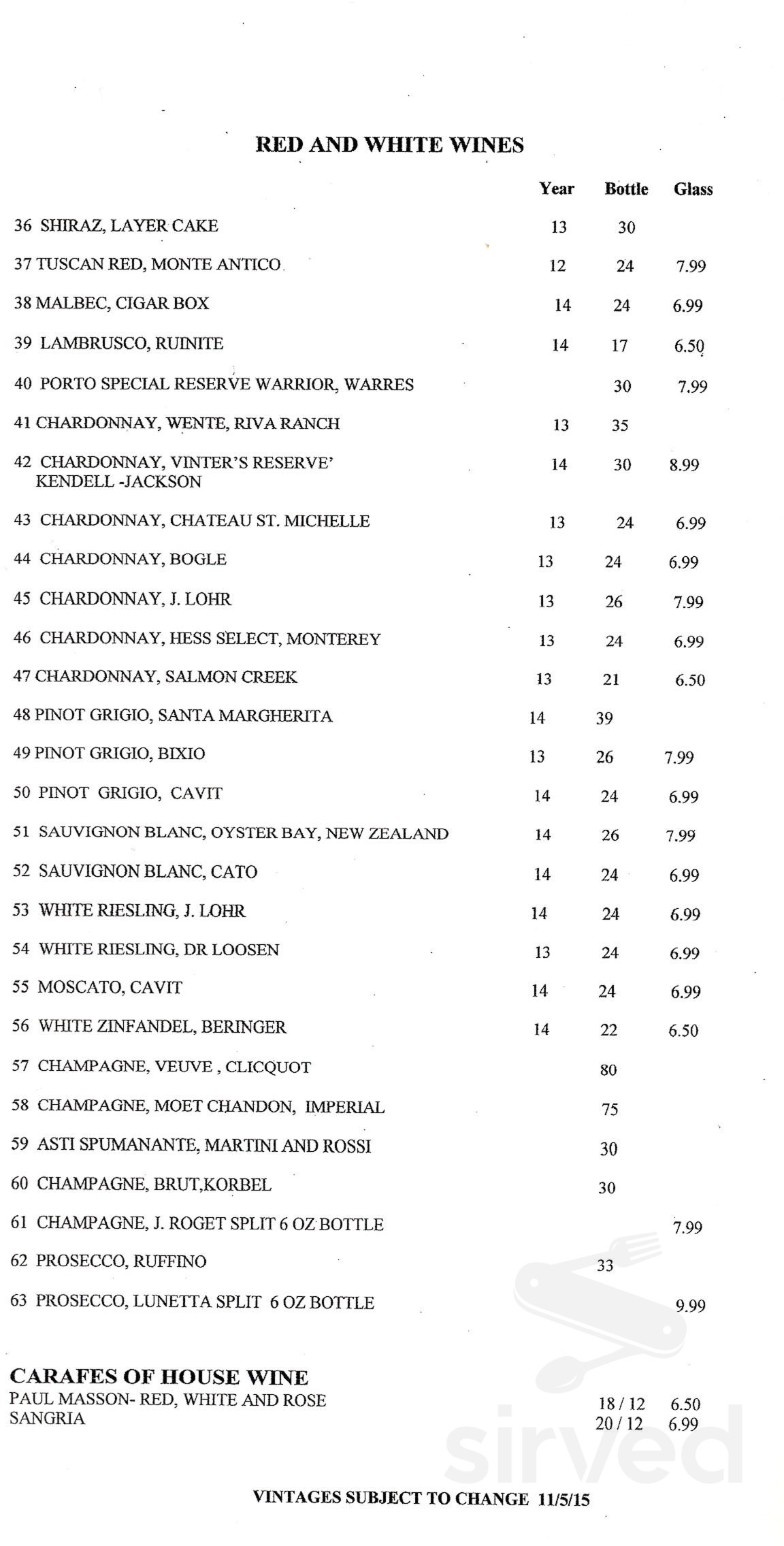 Dino's Restaurant menu in Worcester, Massachusetts, USA