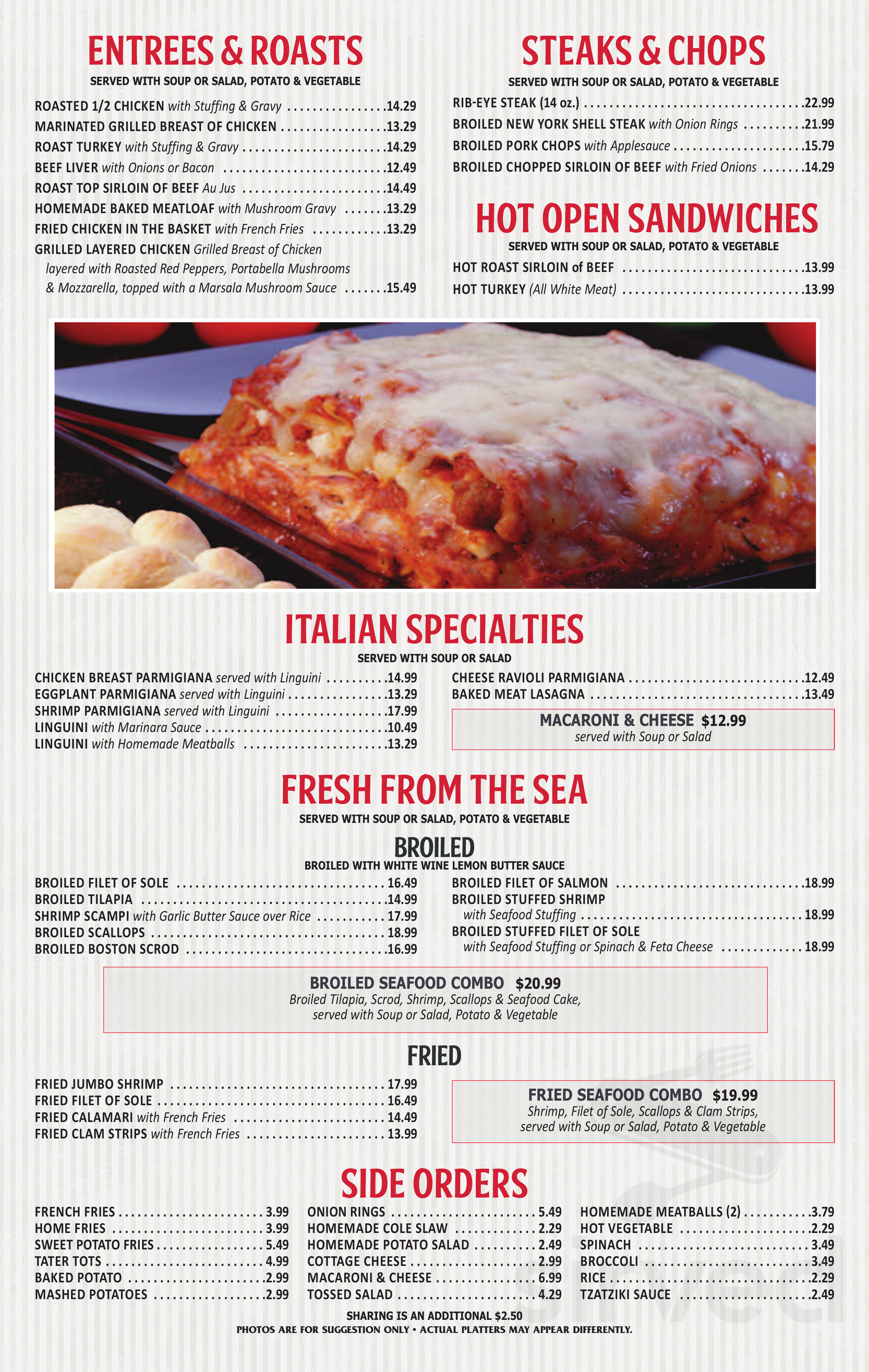 Town Square Diner menu in Aberdeen Township, New Jersey, USA