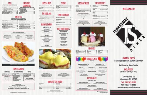 Town Square Diner menu in Aberdeen Township, New Jersey, USA