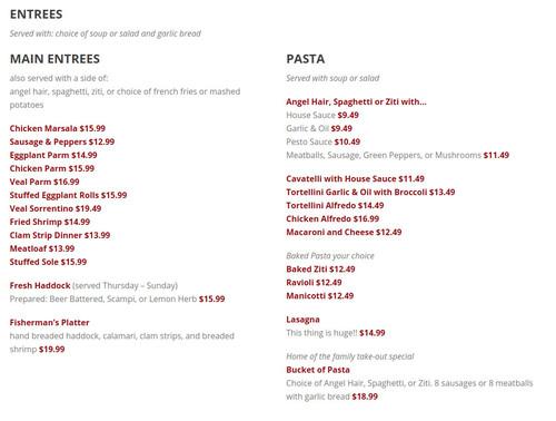 Marcella's Restaurant menu in Glenville, New York, USA