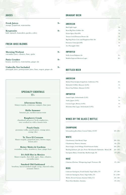 Salt & Ivy menu in Las Vegas, Nevada, USA