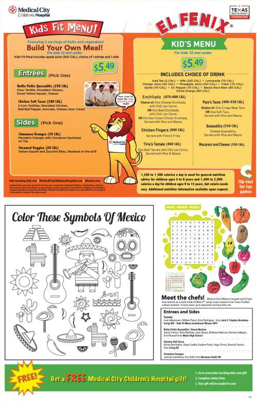 El Fenix Mexican Restaurant menu in Grapevine, Texas, USA