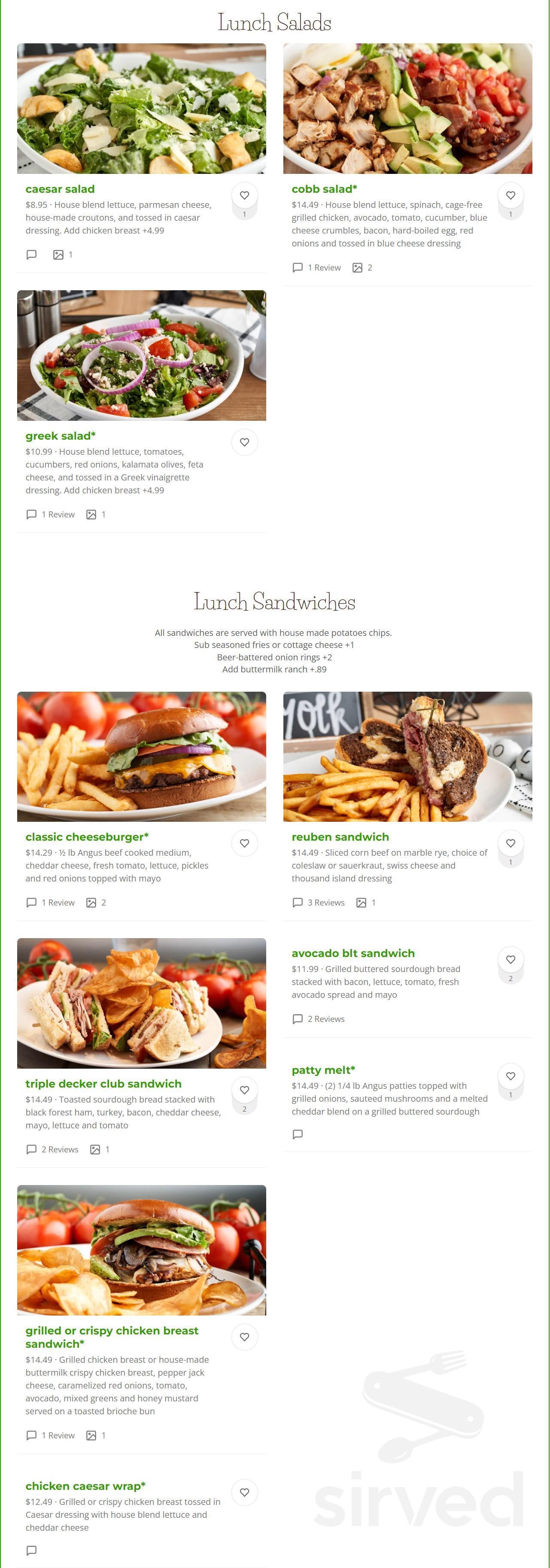 Sunshine Breakfast Bar menu in Phoenix, Arizona, USA