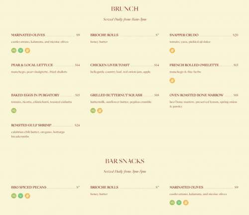 The Elysian Bar menu in New Orleans, Louisiana, USA