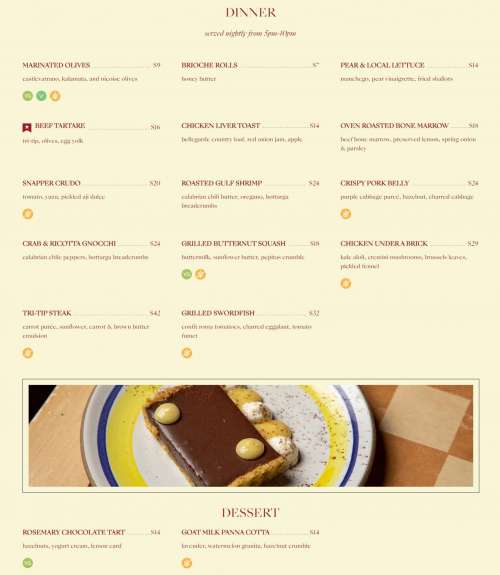 The Elysian Bar menu in New Orleans, Louisiana, USA