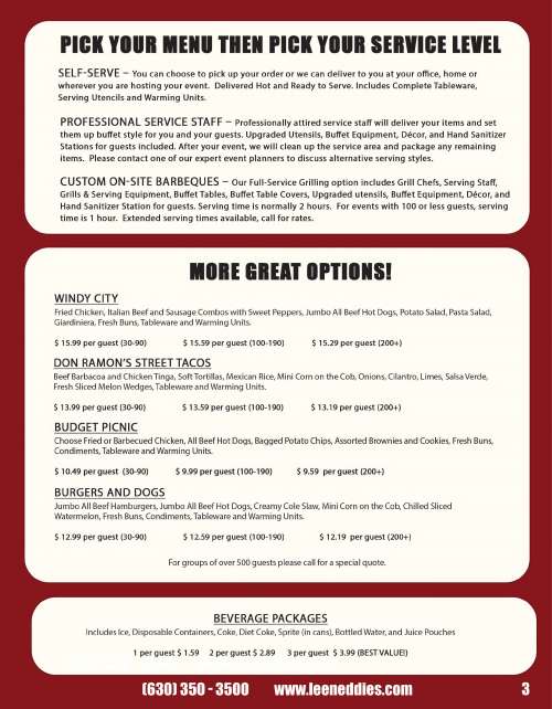 Lee n' Eddies menu in Glen Ellyn, Illinois, USA