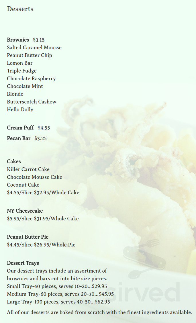 Menu for Hollywood's Restaurant & Bakery in Roanoke, VA | Sirved