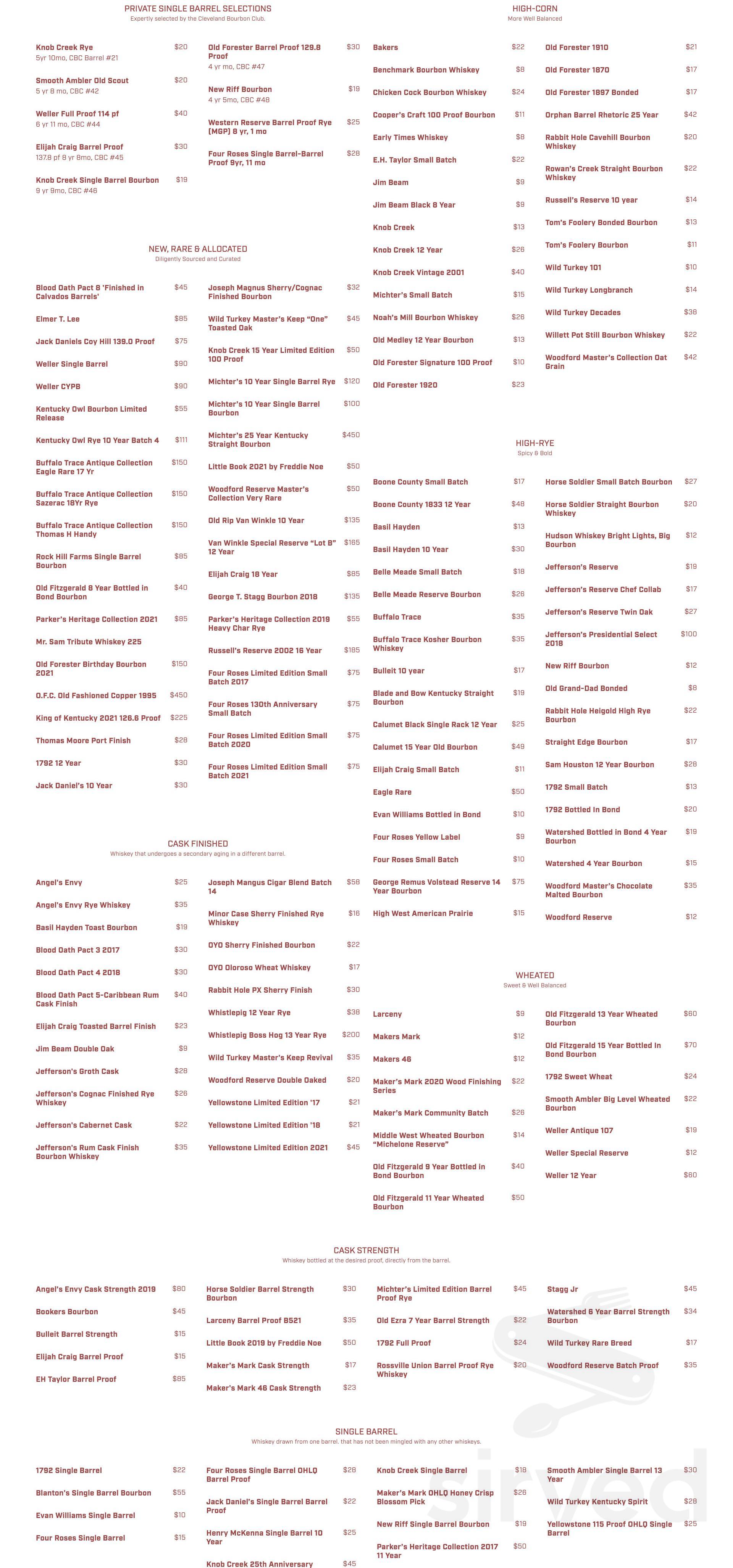 Mabel's BBQ menu in Cleveland, Ohio, USA