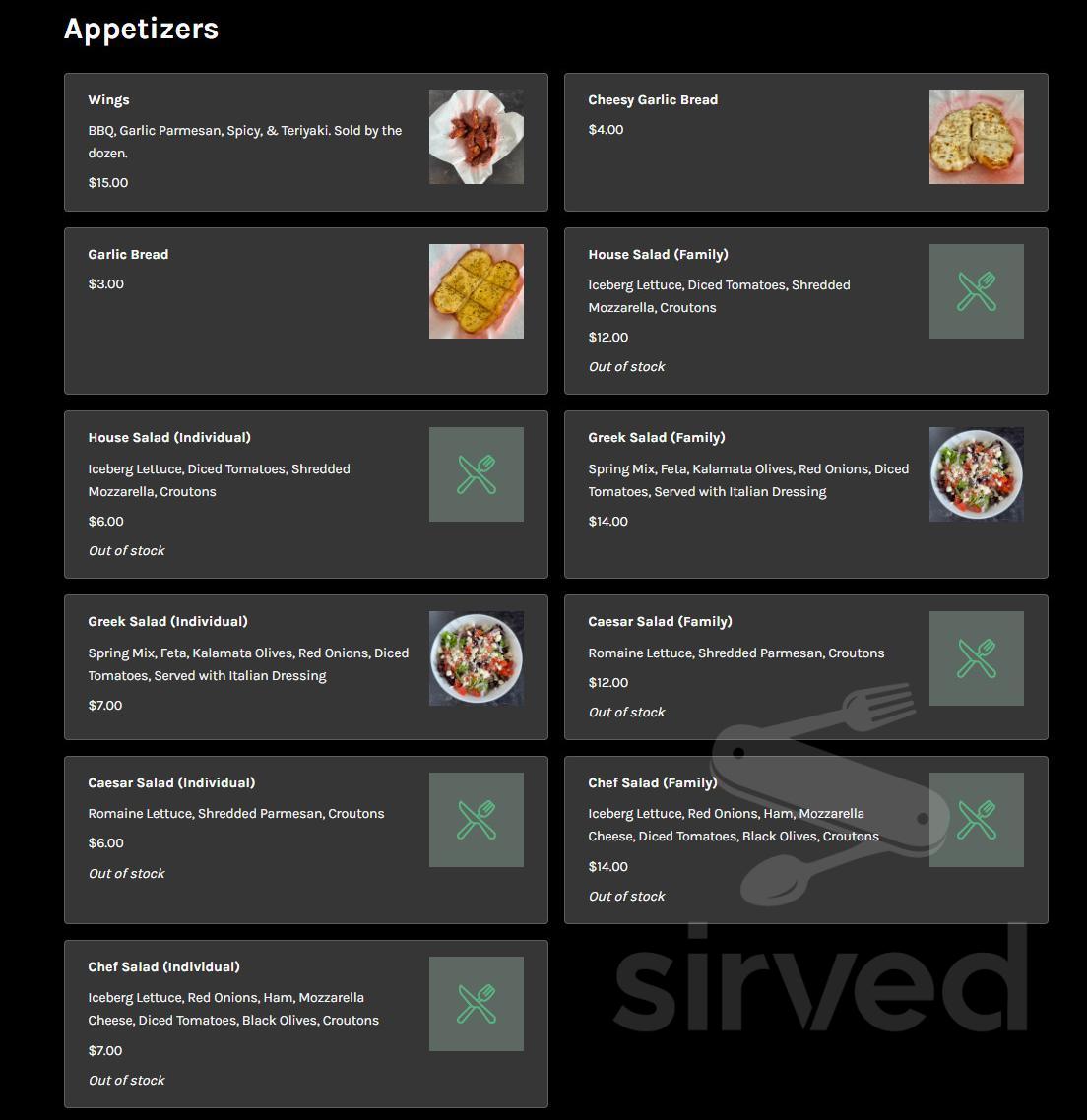 Left Coast Pizza menu in Dayton, Nevada, USA