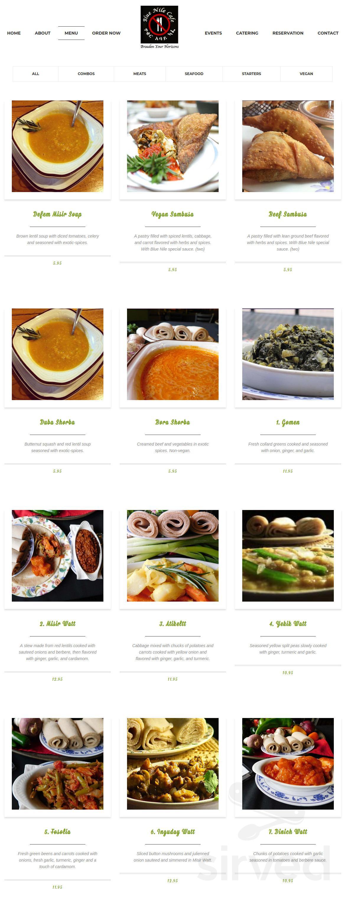 Blue Nile Cafe menu in Kansas City, Missouri, USA