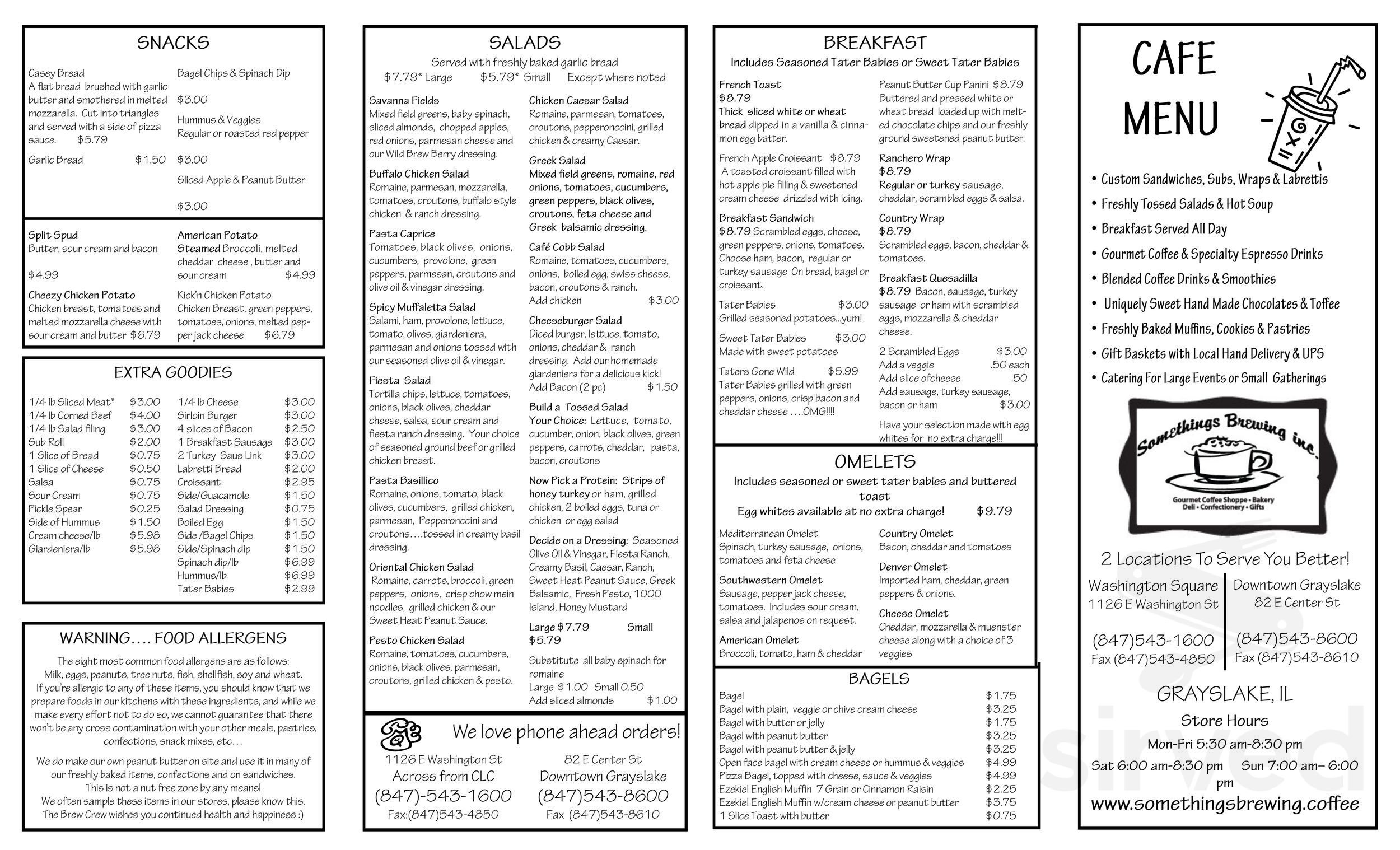 Menu for Somethings Brewing in Grayslake, IL | Sirved