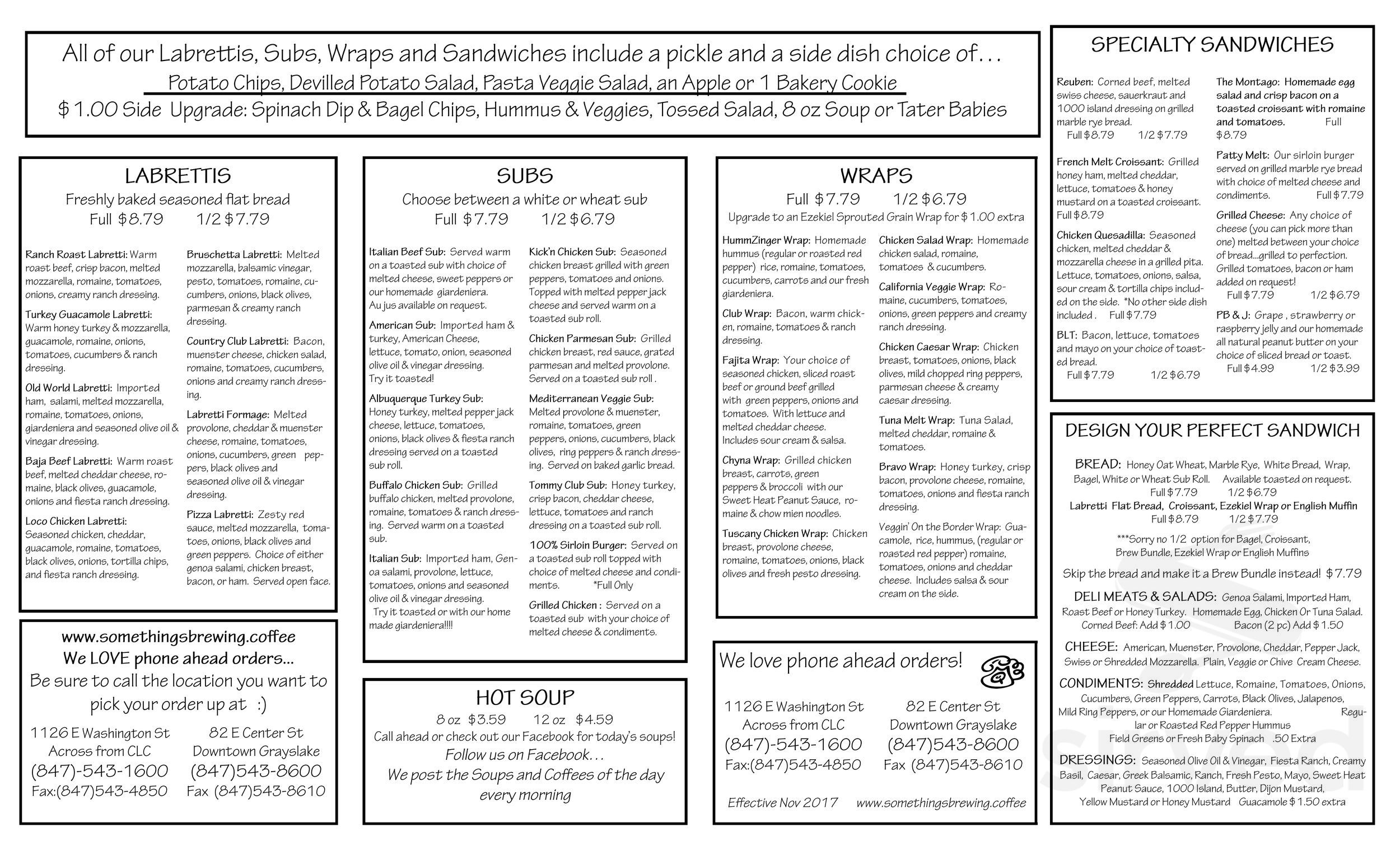 Somethings Brewing menu in Grayslake, Illinois, USA