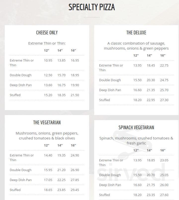 Charlie Fox's Pizzeria menus in Geneva, Illinois, United States