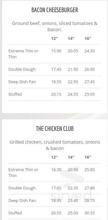 Charlie Fox's Pizzeria menu in Geneva, Illinois, USA