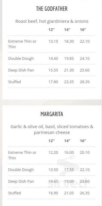 Charlie Fox's Pizzeria menu in Geneva, Illinois, USA