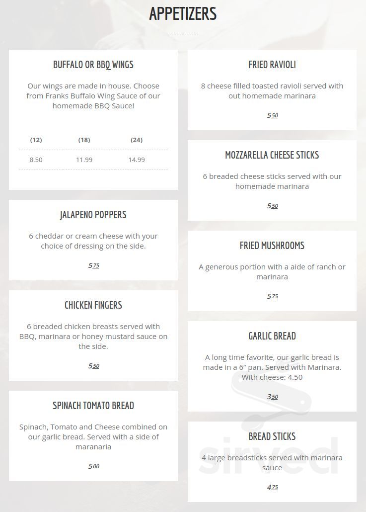 Charlie Fox's Pizzeria menus in Geneva, Illinois, United States