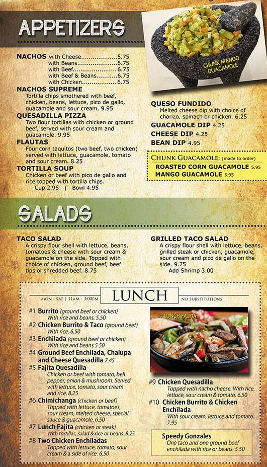 La Terraza Mexican Bar & Grill menu in Kent, Ohio, USA