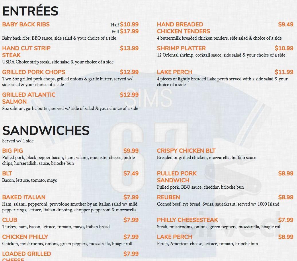 Menu - Northfield OH's Beer & Belly Sports Grille | Sirved