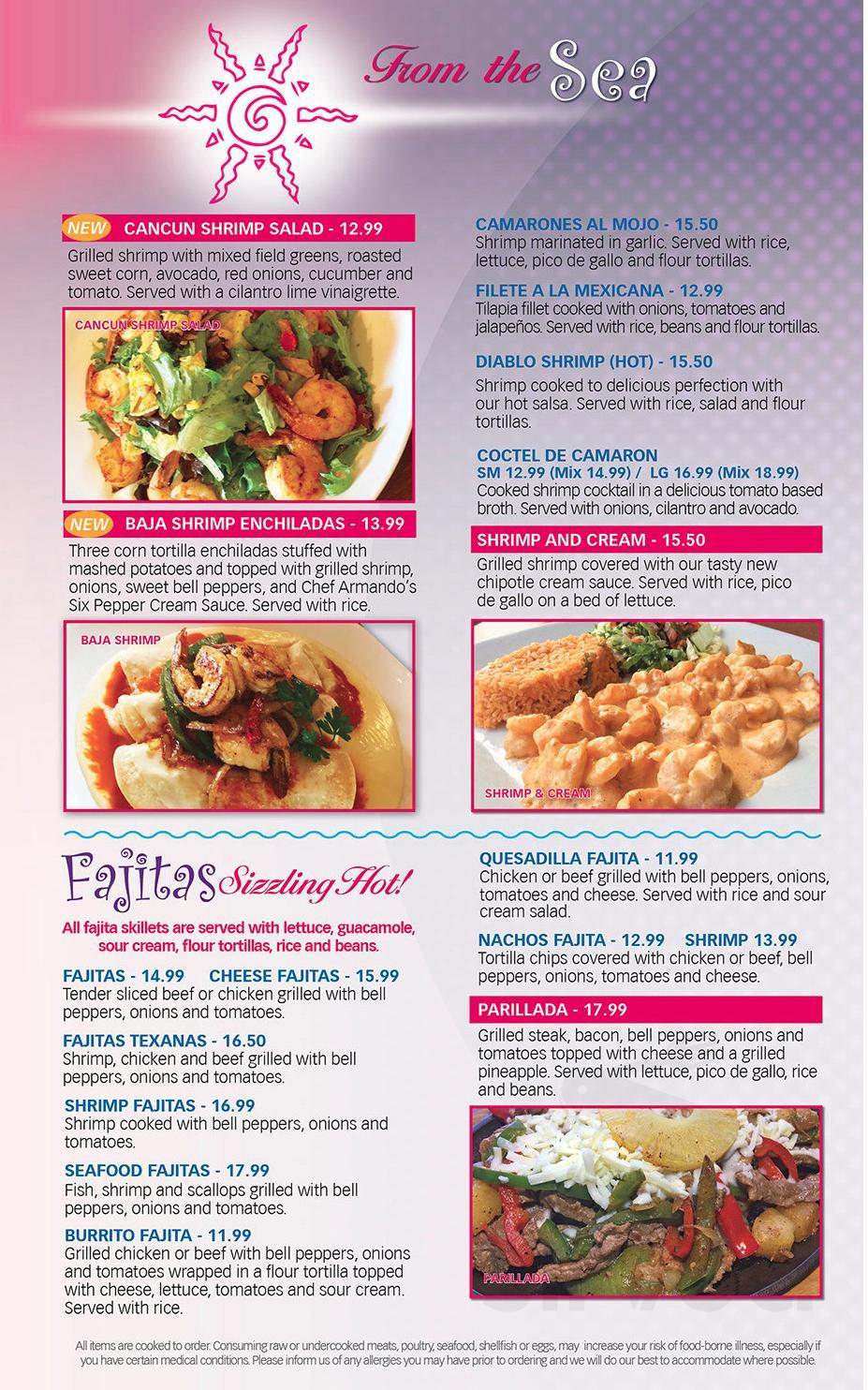 Casa Villa Mexican Restaurant menu in Little River, South Carolina, USA