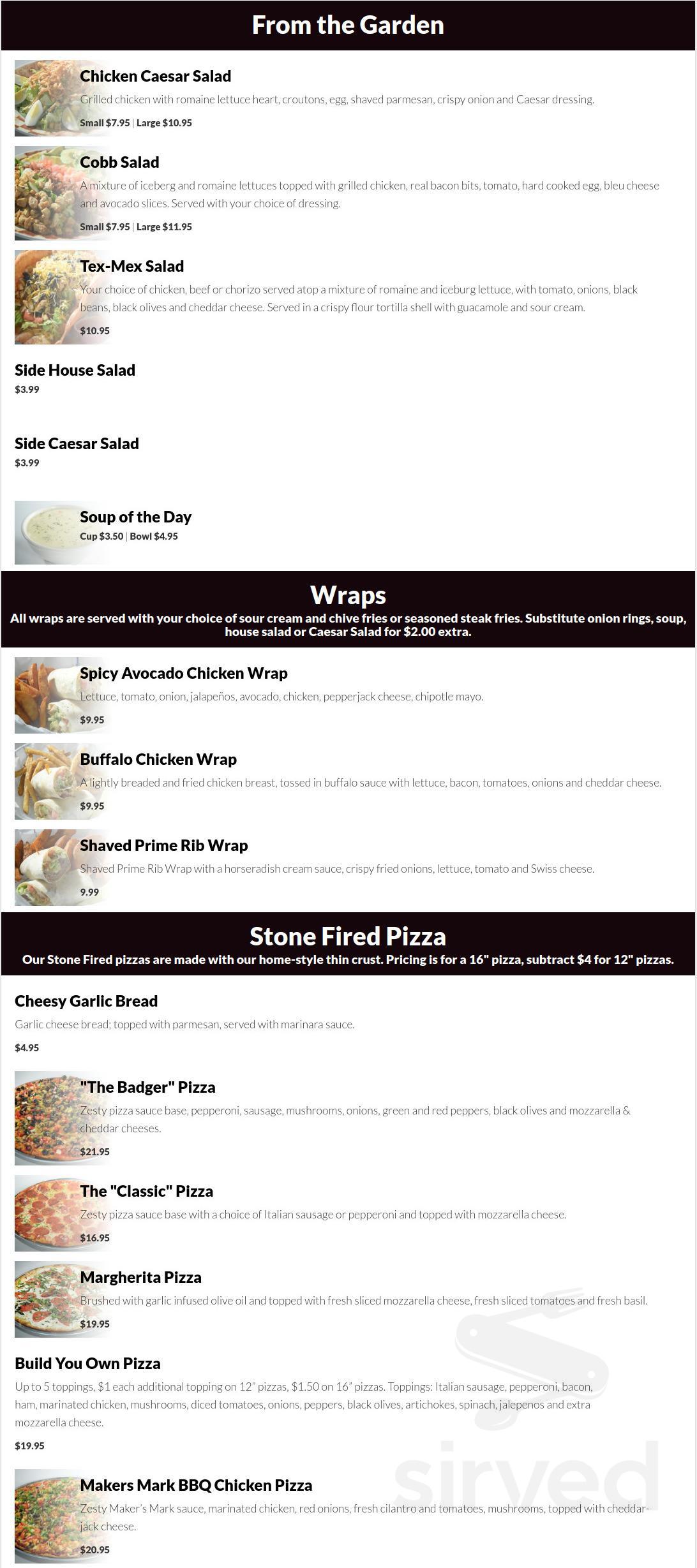 Menu - Mukwonago WI's Badger Burger Company Mukwonago | Sirved