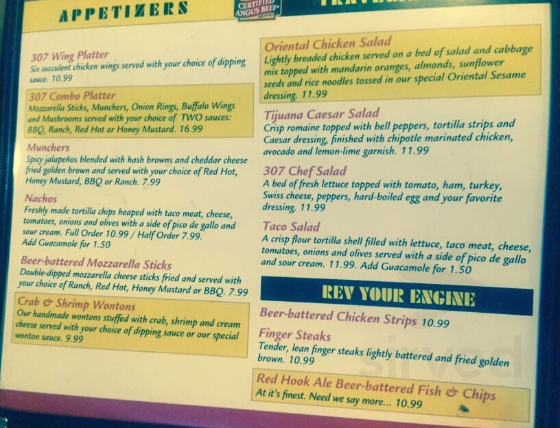 Menu - Columbus MT's 307 Bar & Grill | Sirved