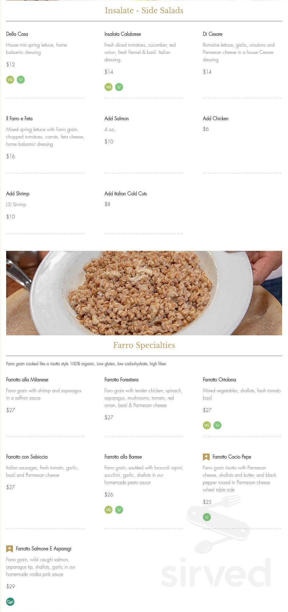 Il Farro Restaurant menu in Newport Beach, California, USA