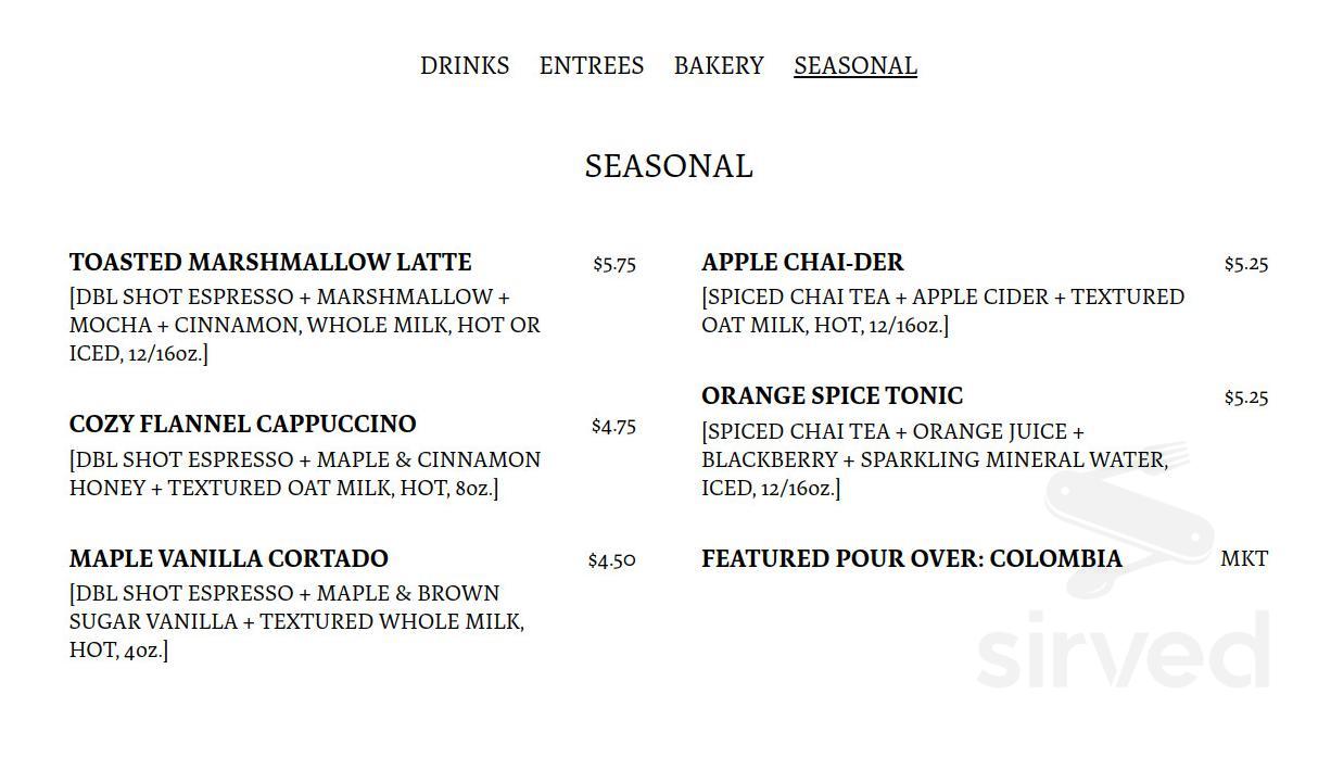 The Perc Coffeehouse menu in Lewisville, Texas, USA